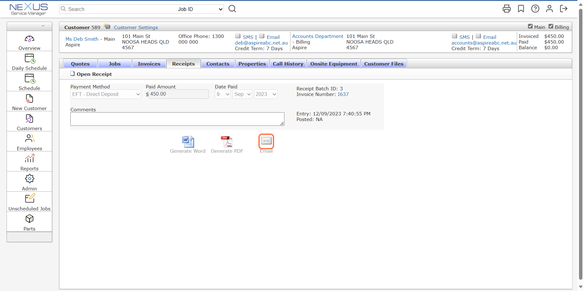 Nexus Service Manager Help Documentation - How to enter a customer’s ...