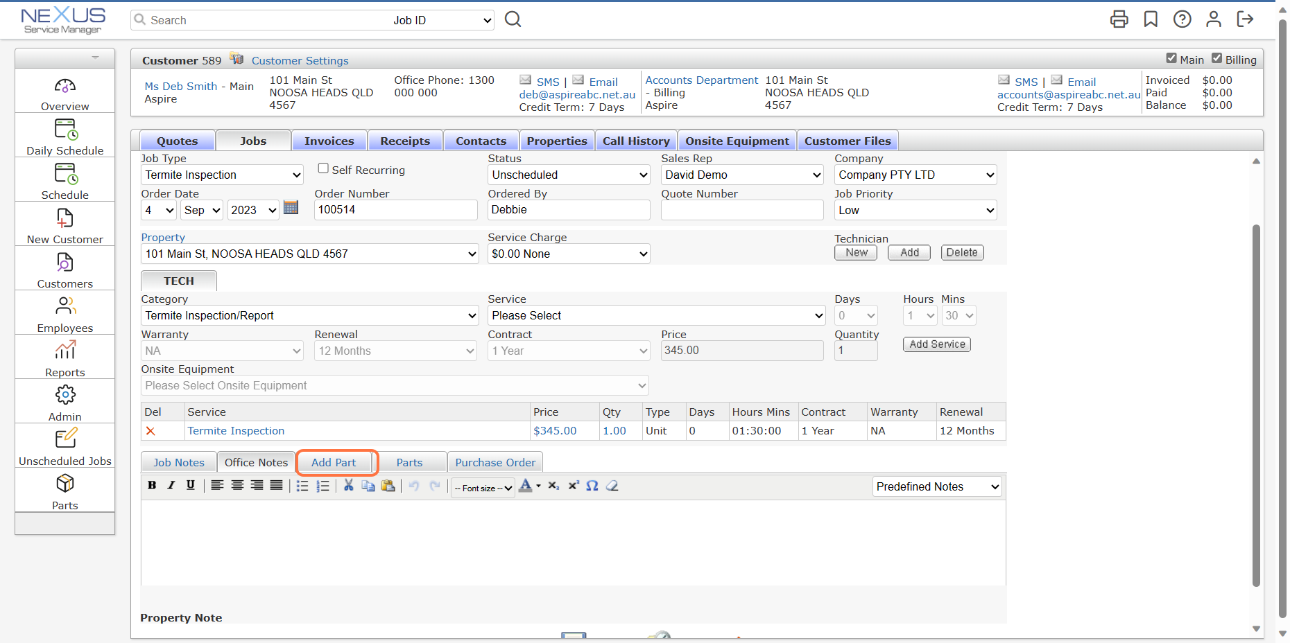 Nexus Service Manager Help Documentation - Create and schedule a new job