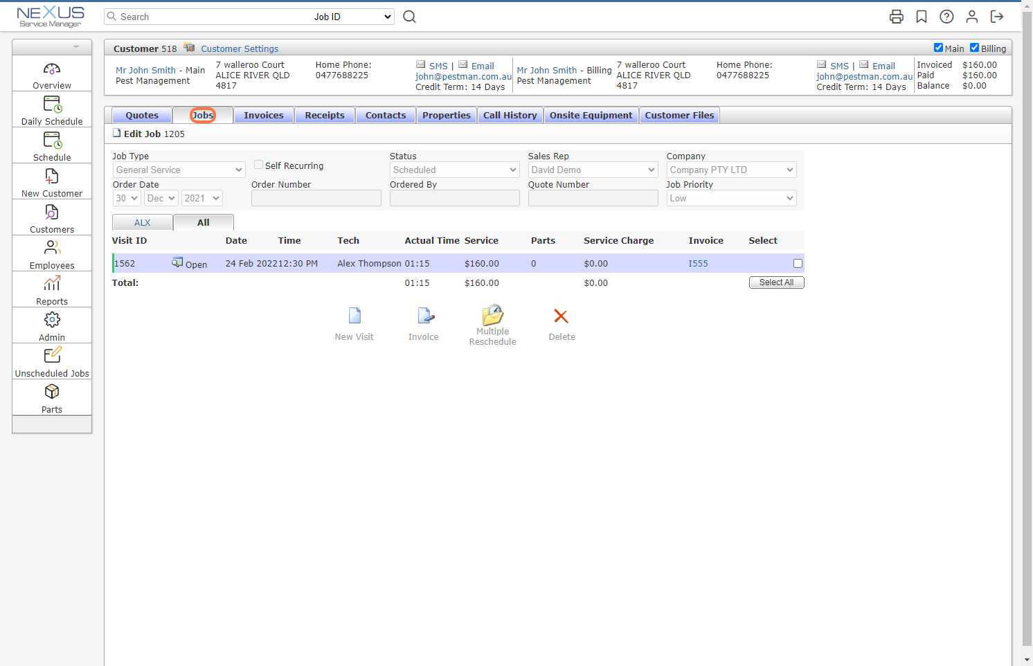 Nexus Service Manager Help Documentation - Search Customers