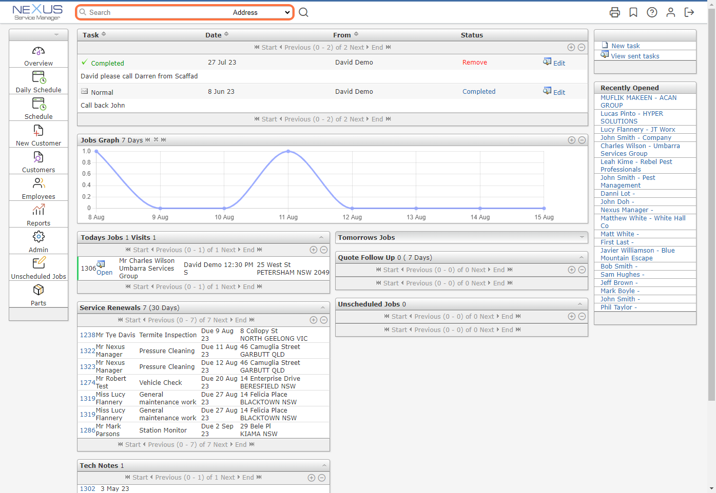Nexus Service Manager Help Documentation - Search Customers