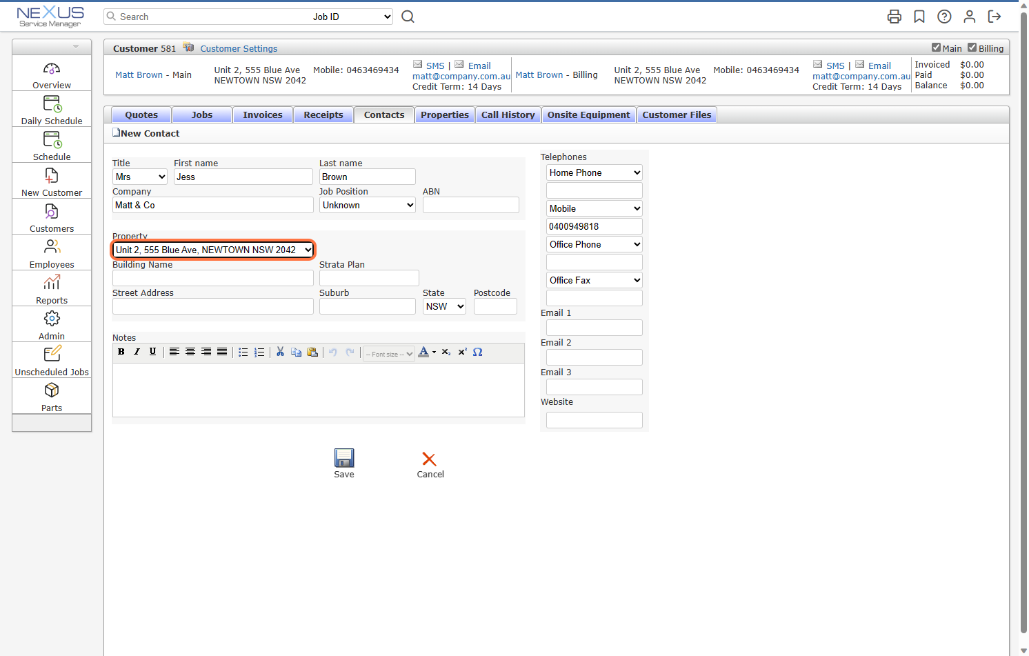 Nexus Service Manager Help Documentation - How to update a customer’s ...