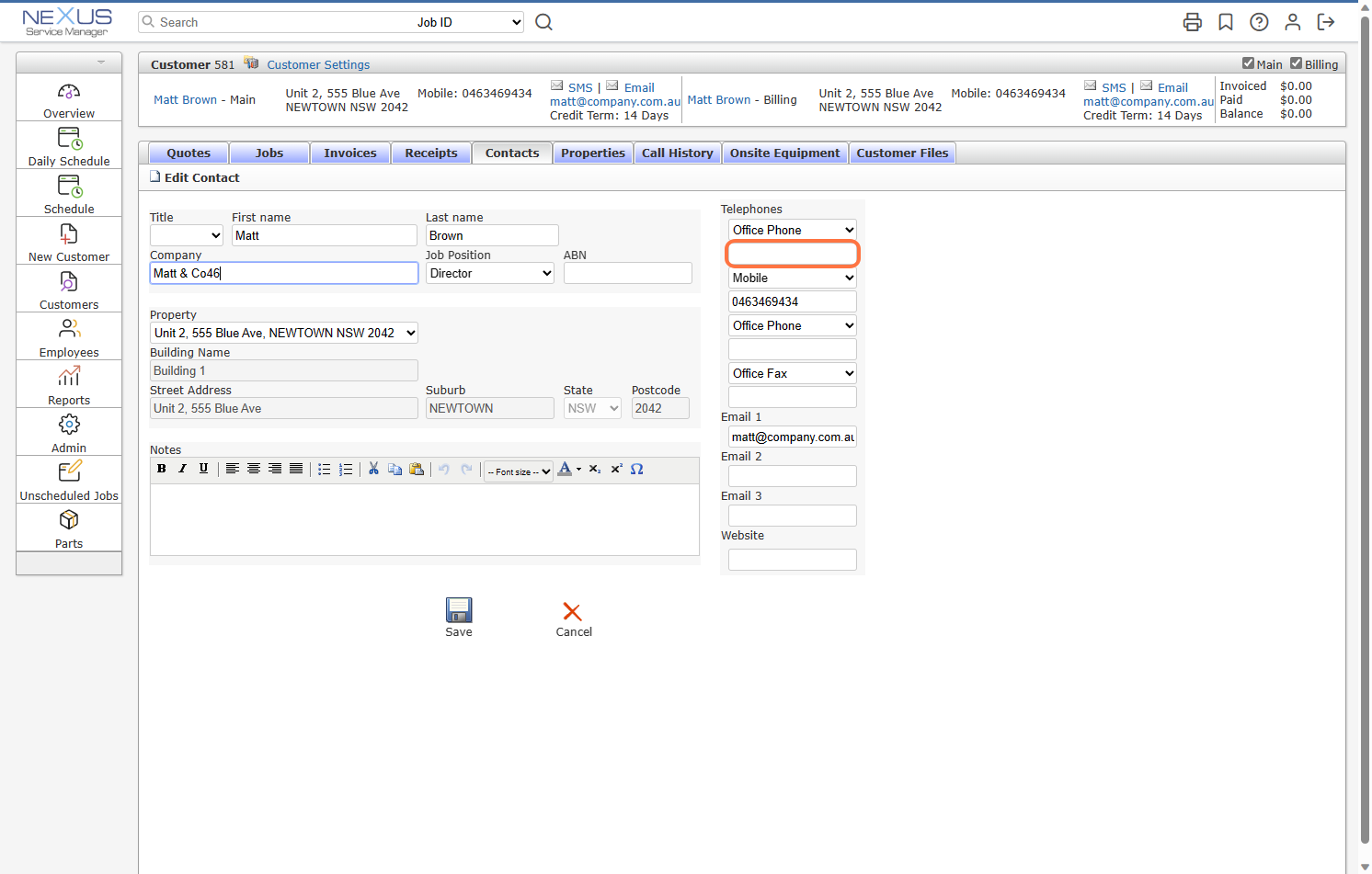 Nexus Service Manager Help Documentation - How to update a customer’s ...